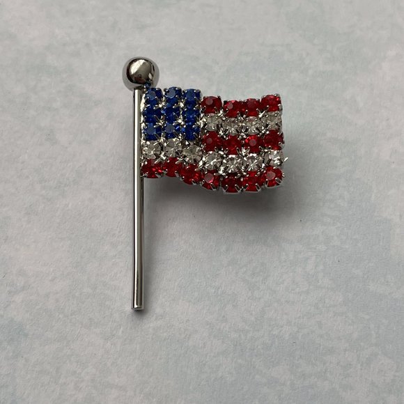 Vintage Jewelry | Jewelry | Vintage Rhinestones Patriotic Us Flag ...